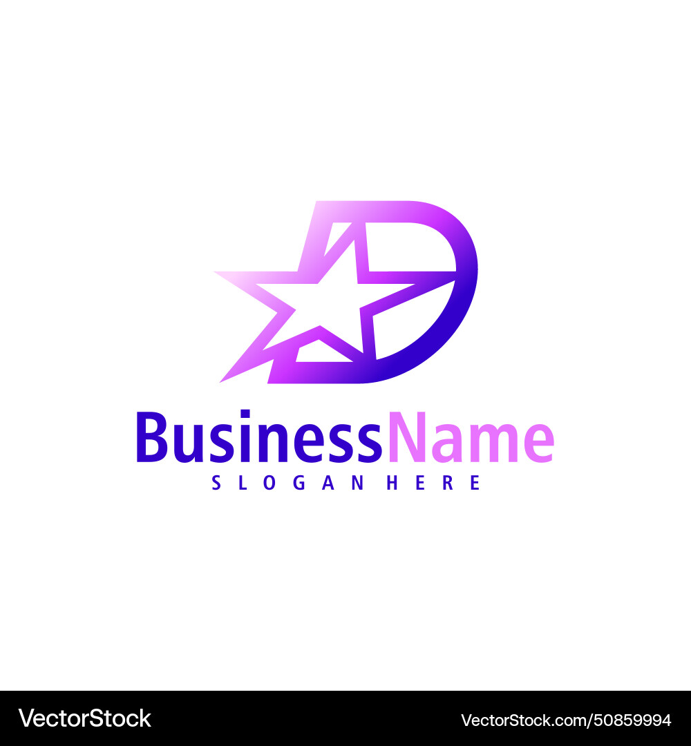 Letter d with star logo design creative initial Vector Image