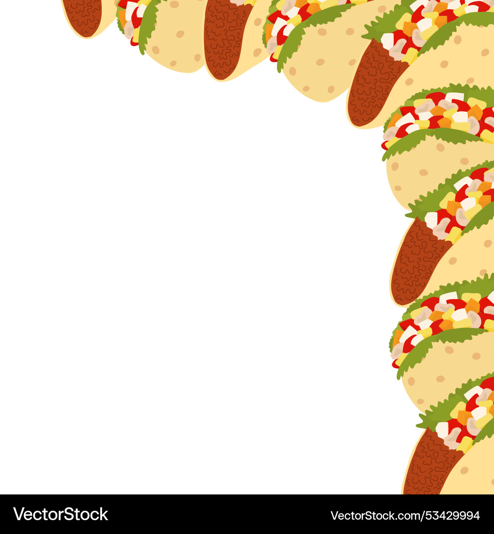 Mexican taco abstract corner frame border Vector Image