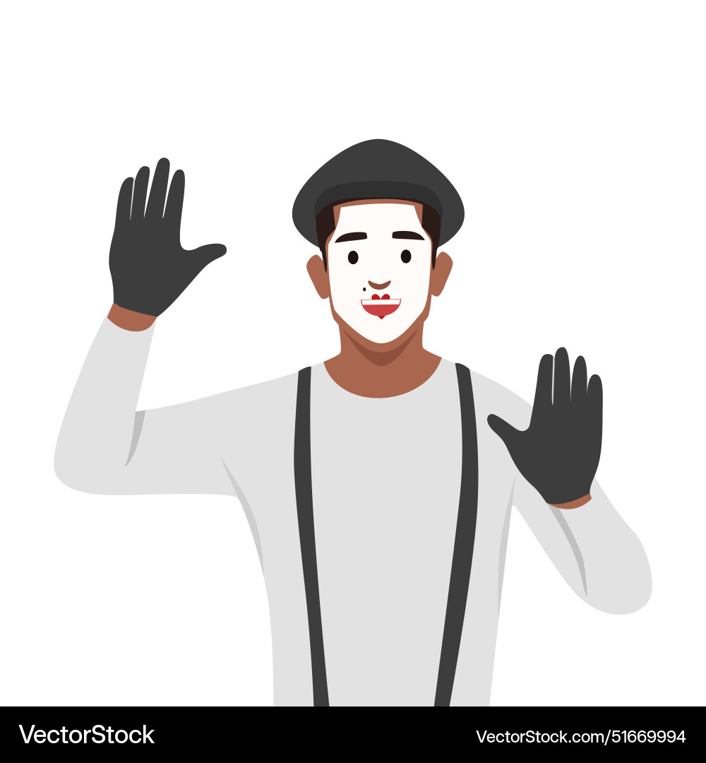 Mime cartoon character performing pantomime Vector Image