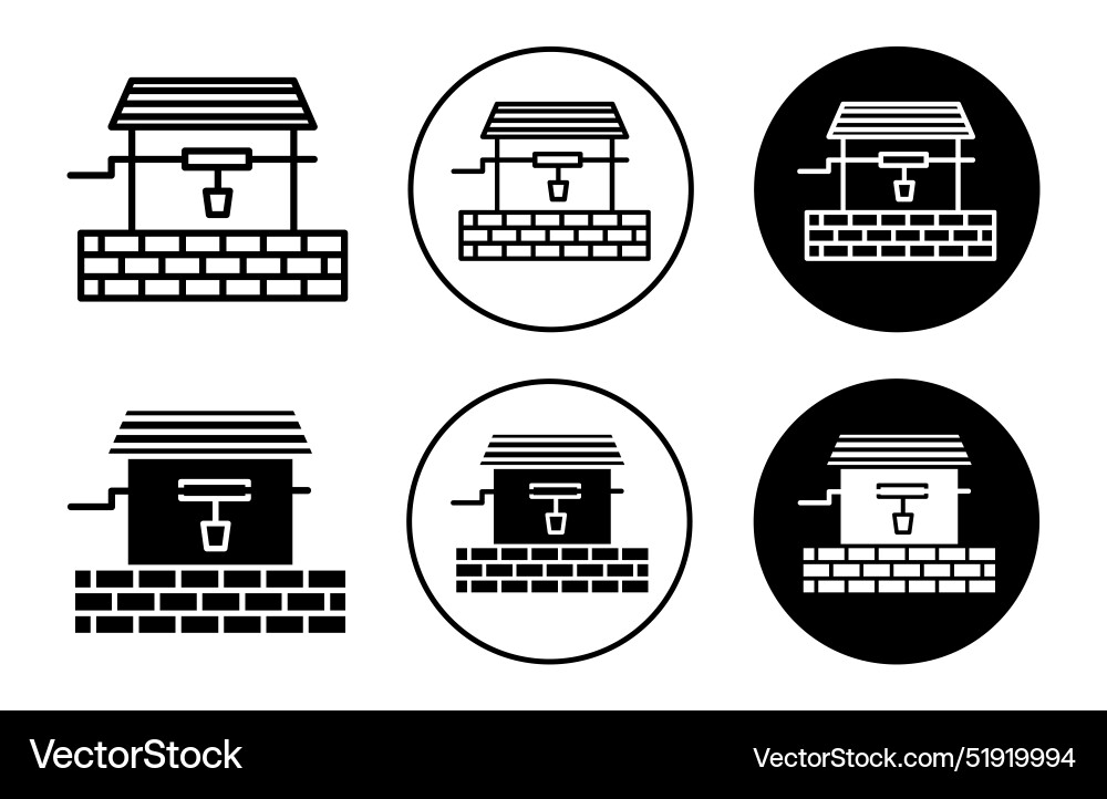 Well icon collection of outline thin line symbol Vector Image