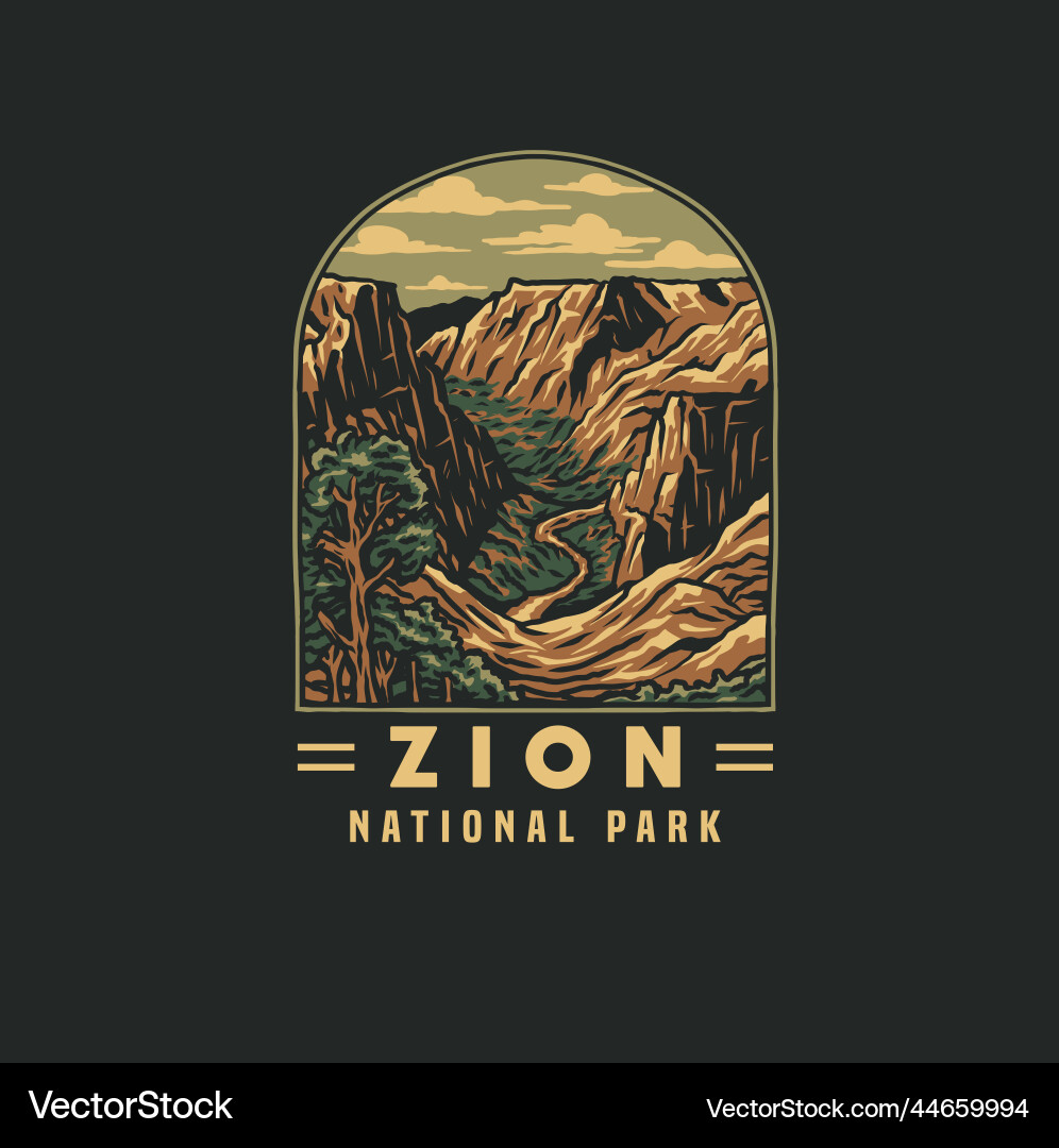 Zion National Park Emblem Royalty Free Vector Image