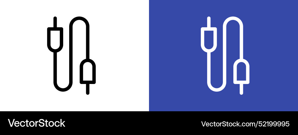 Aux cable icon logo sign set outline Royalty Free Vector