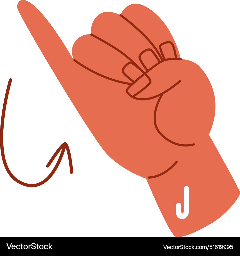 Hand sign alphabet j letter Royalty Free Vector Image