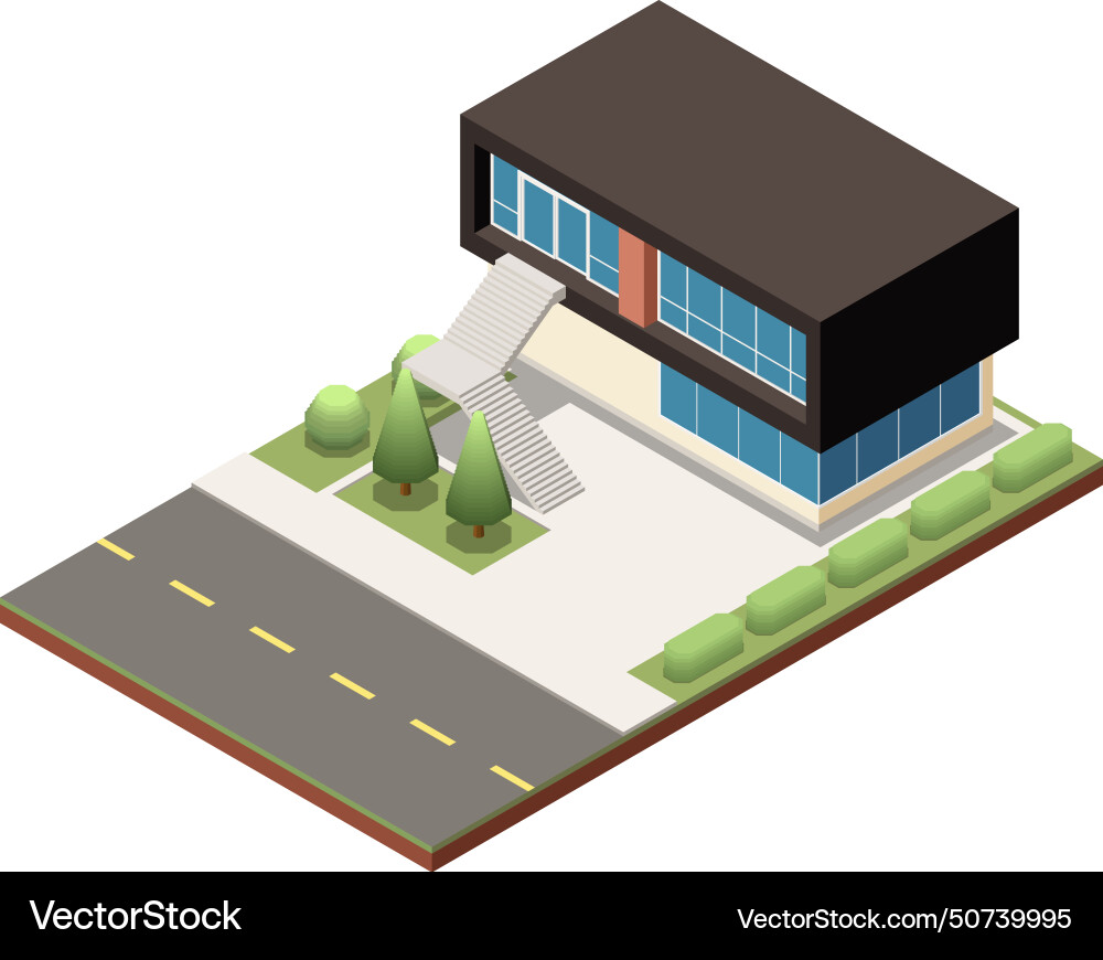 Isometric suburban house Royalty Free Vector Image