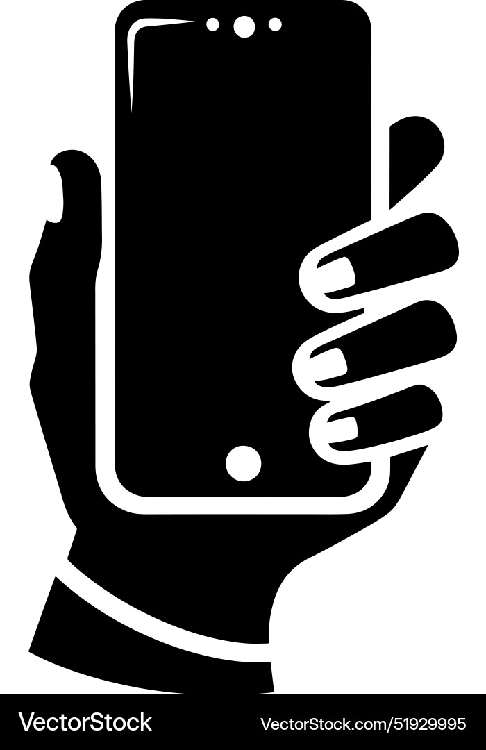 Smartphone mobile on hand silhouette isolated Vector Image
