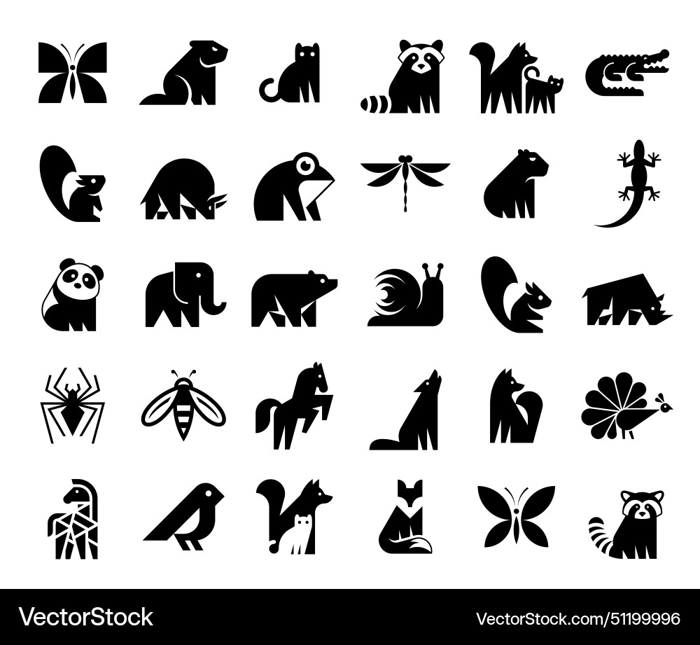 Animals logos collection Royalty Free Vector Image