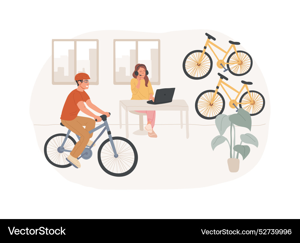 Bicycle-friendly office isolated cartoon Vector Image