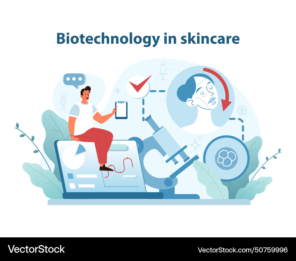 Biotechnology in skincare merging Royalty Free Vector Image