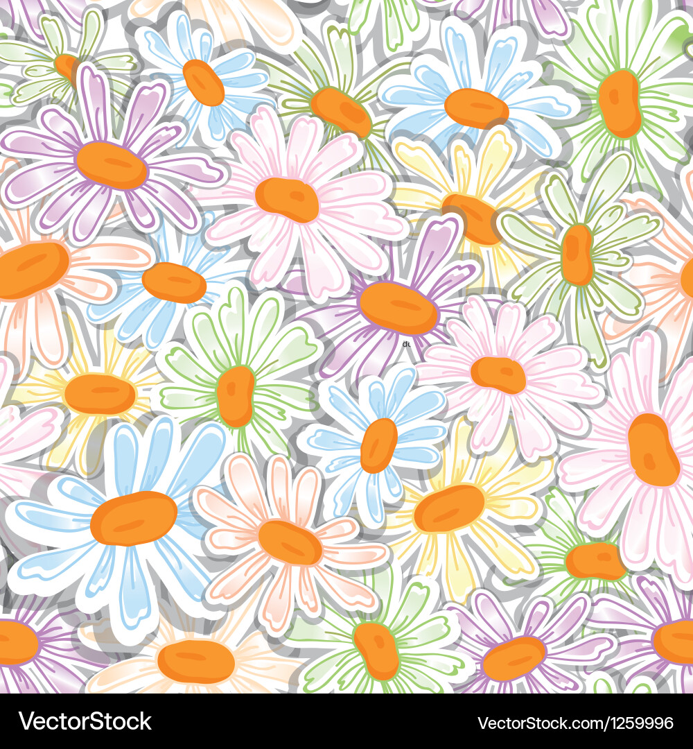 Camomile Flower Seamless Pattern Royalty Free Vector Image
