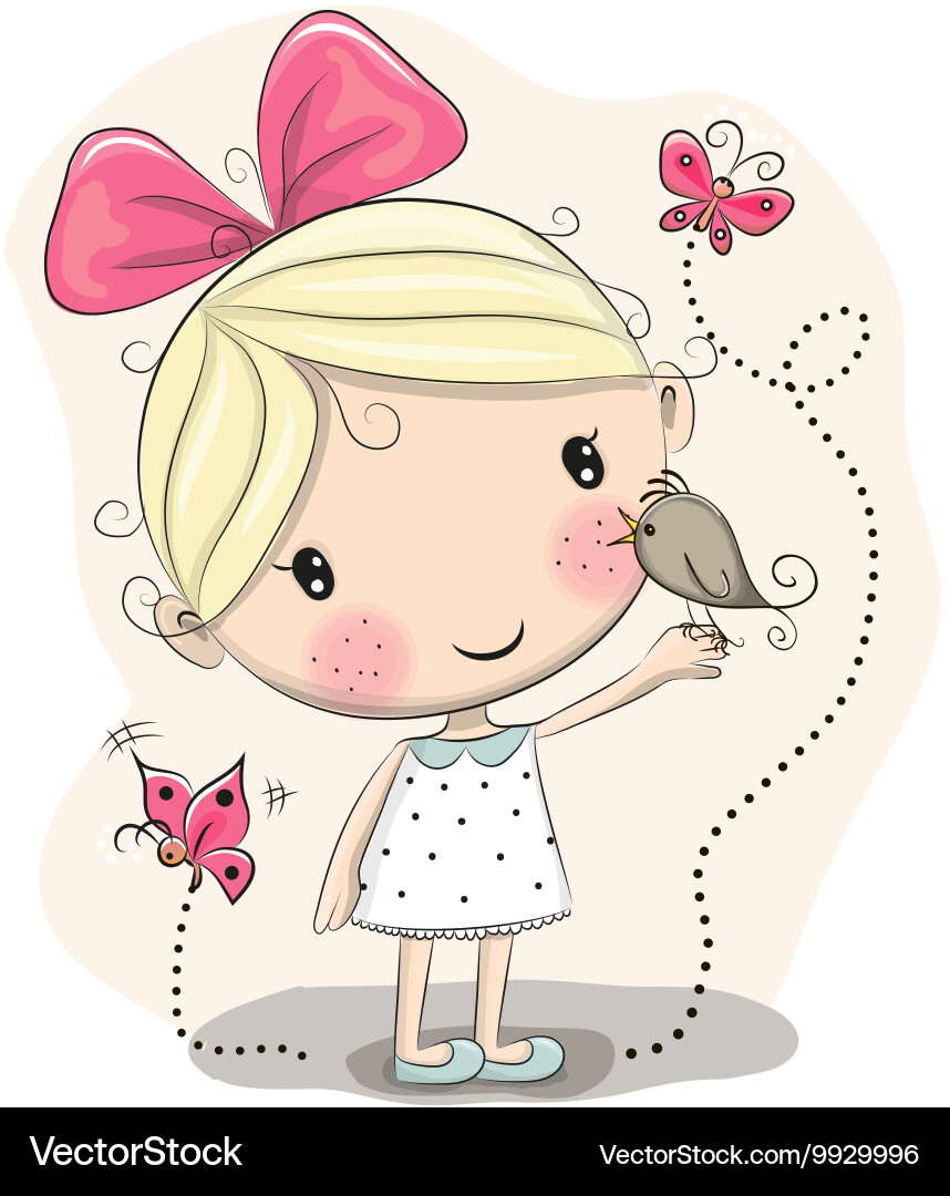 Girl and bird Royalty Free Vector Image - VectorStock