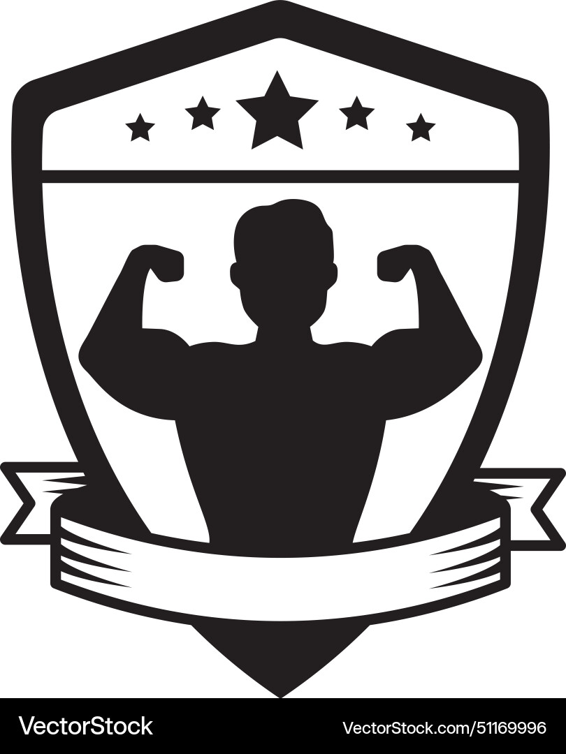 Gym emblem muscular Royalty Free Vector Image - VectorStock