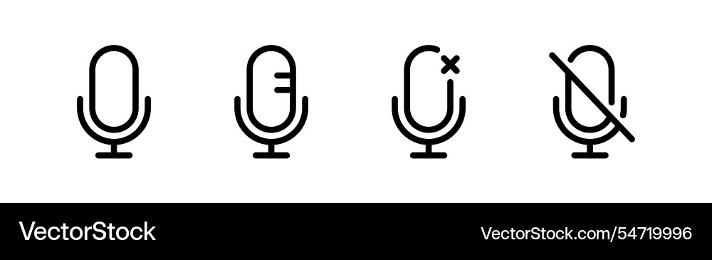Mic icon in line microphone icons set audio Vector Image
