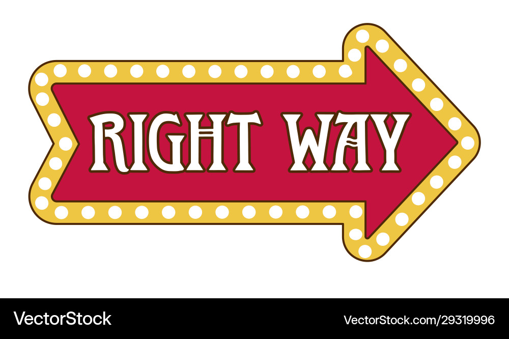 Right way pointer isolated icon lamp framing Vector Image