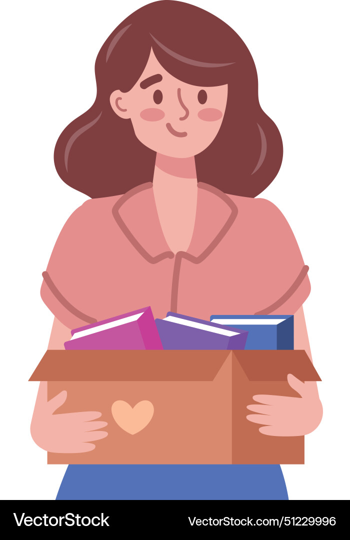 Woman and books donation Royalty Free Vector Image