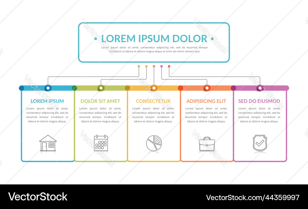 Flowchart with 5 elements Royalty Free Vector Image