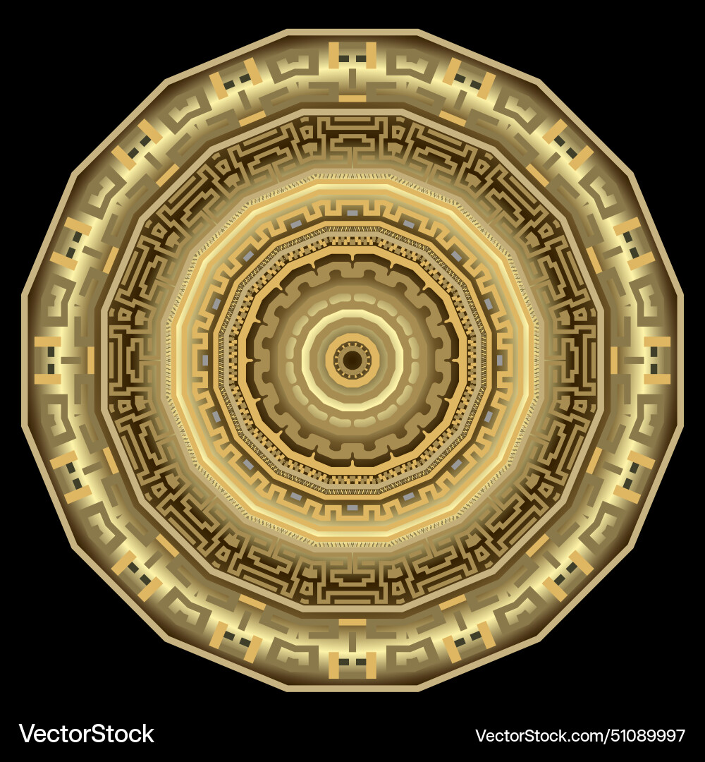 Gold round ornamental surface glowing luxury Vector Image