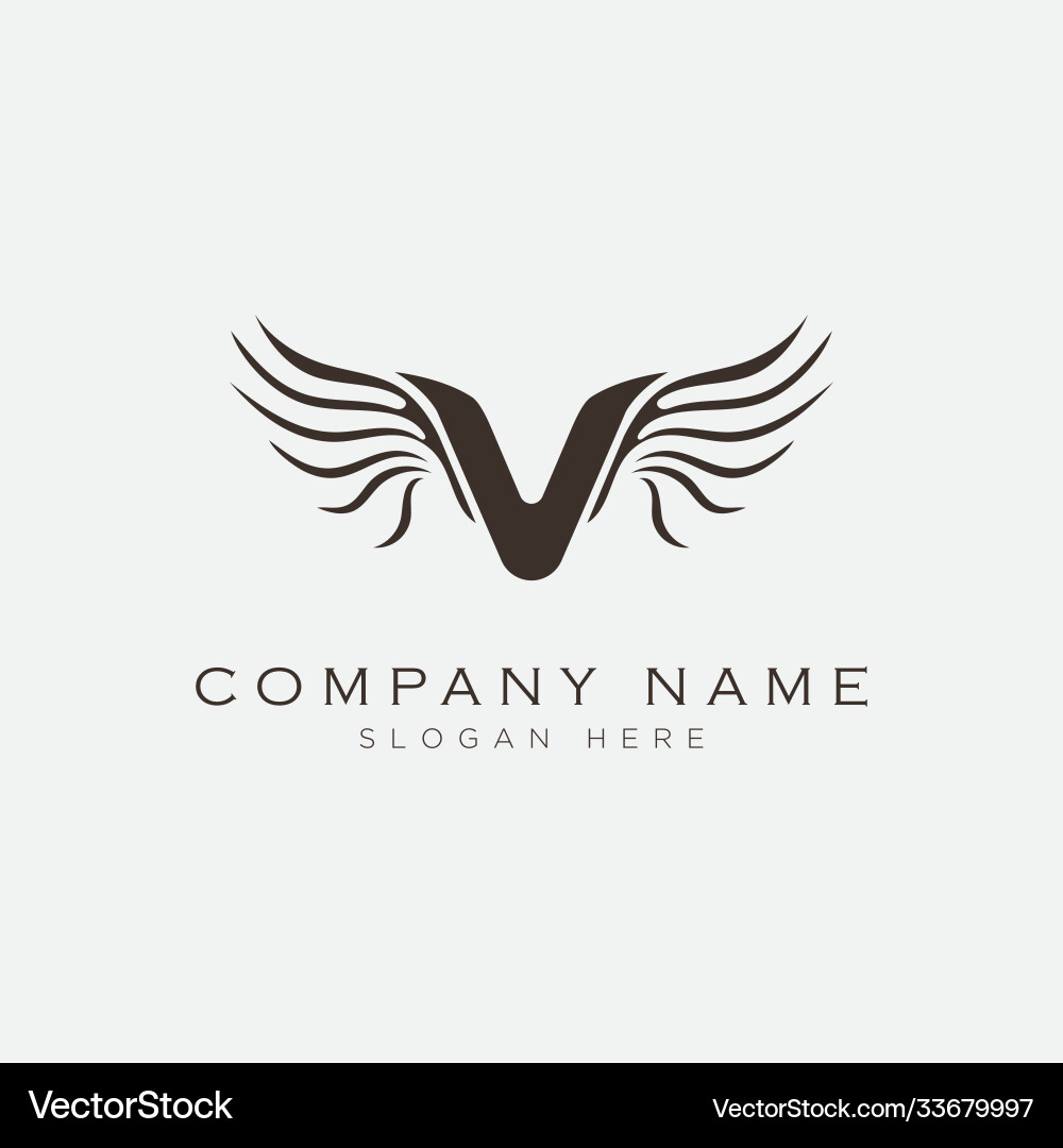 Letter v with wings symbol logo design Royalty Free Vector