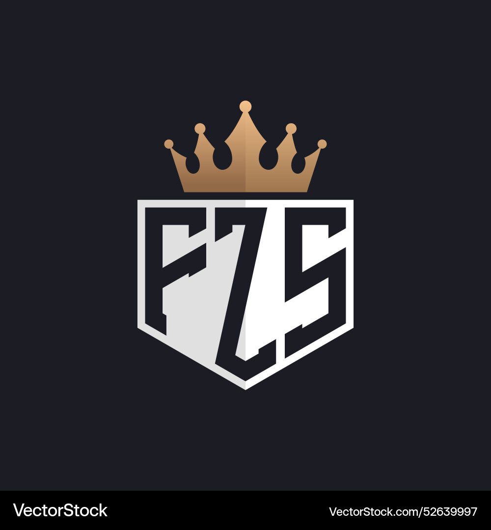 Luxury fzs logo with crown elegant initials Vector Image