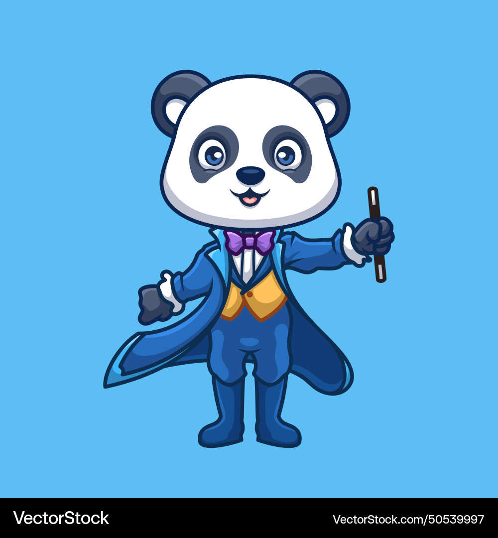 Magician panda cute cartoon Royalty Free Vector Image
