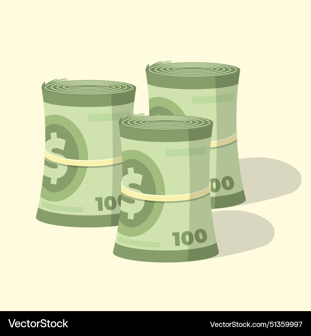 Money roll pile or cash stack heap Royalty Free Vector Image