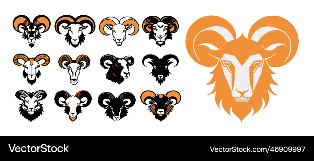 Ram head mascot collection Royalty Free Vector Image