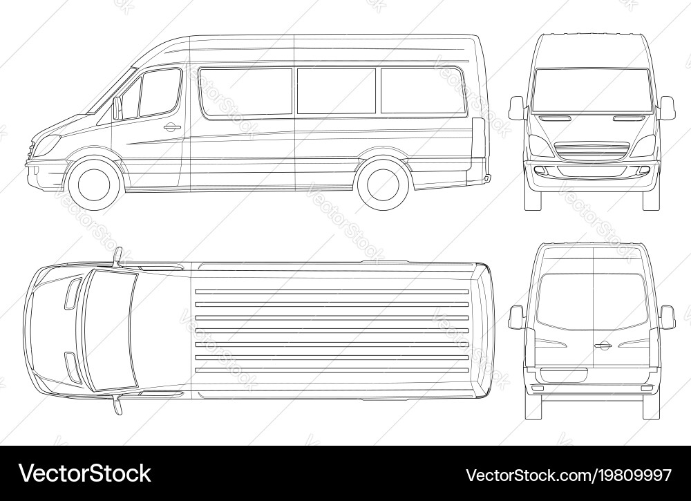 Realistic van template in outline isolated Vector Image