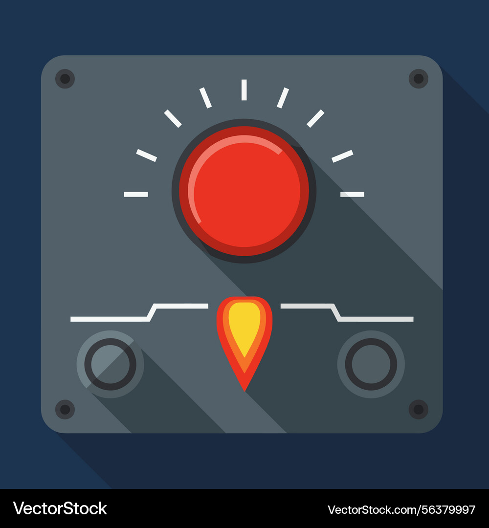 Red emergency button with indicator light on dark Vector Image