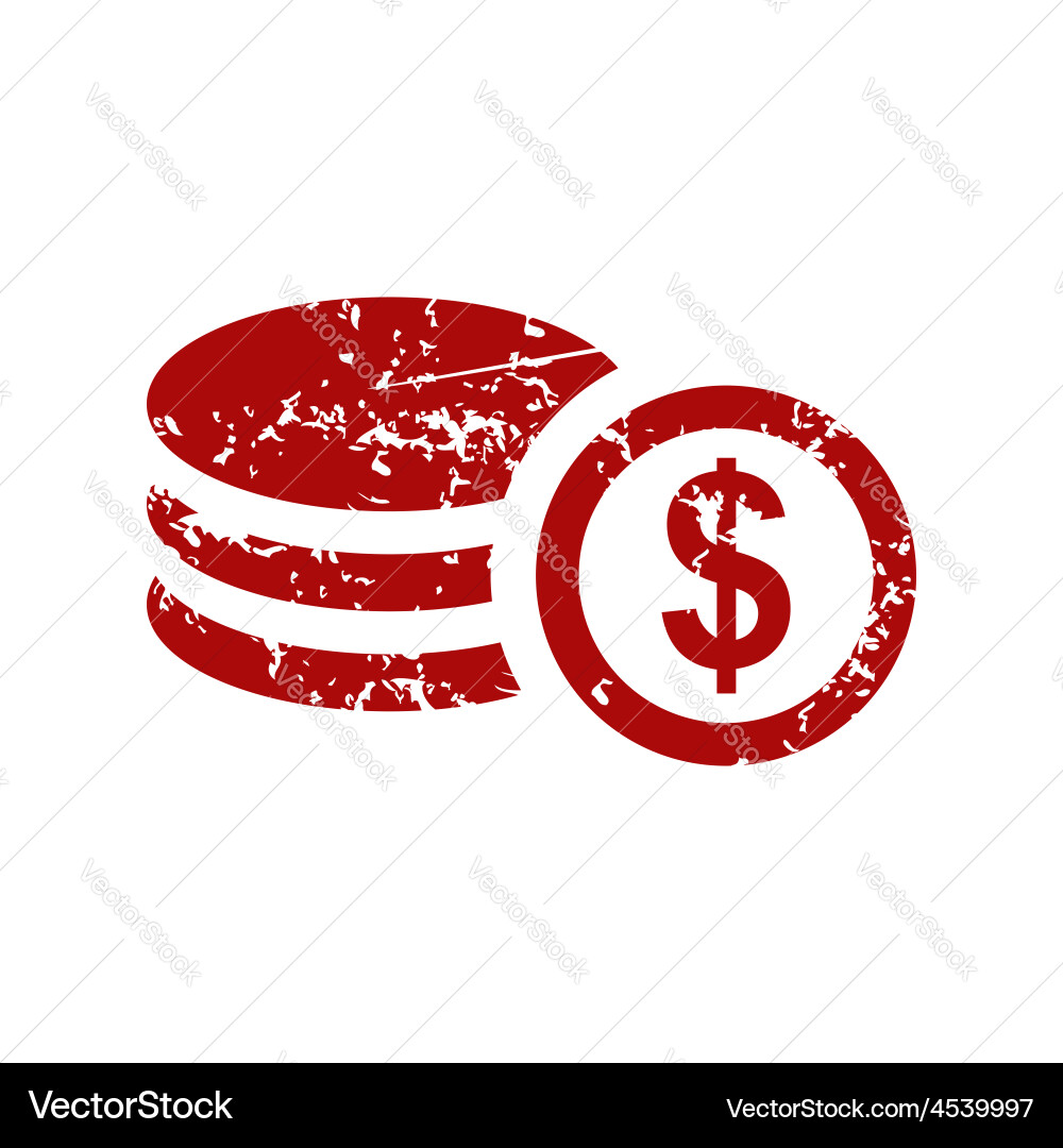 Red grunge money logo Royalty Free Vector Image