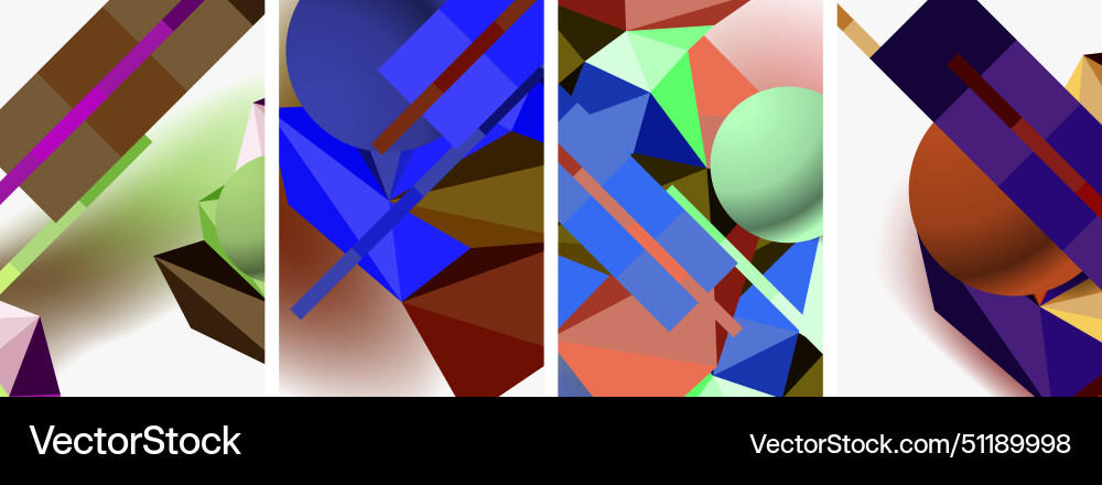 Abstract art with various colored geometric shapes