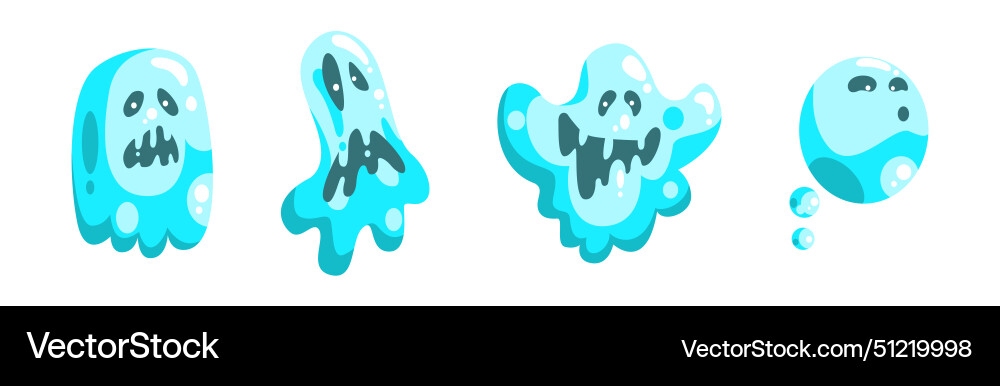 Blue ghost character with scary face grimace Vector Image