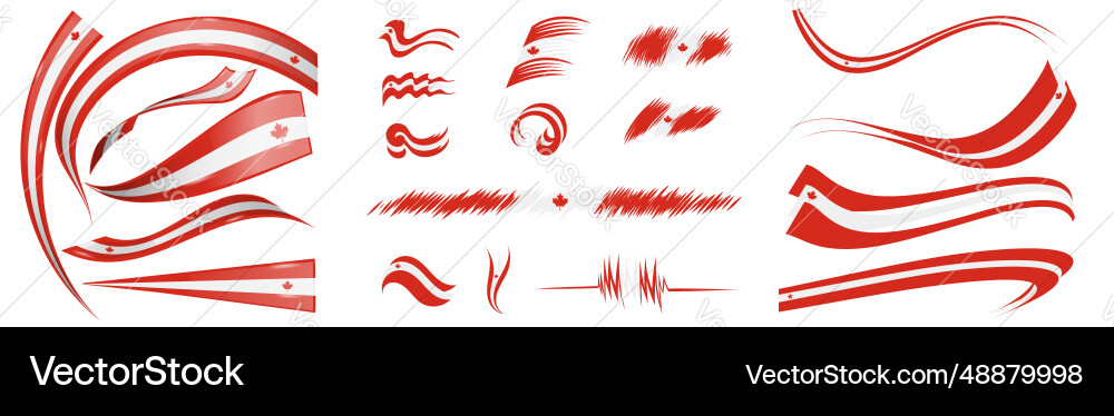 Canada flag set elements on a white background Vector Image