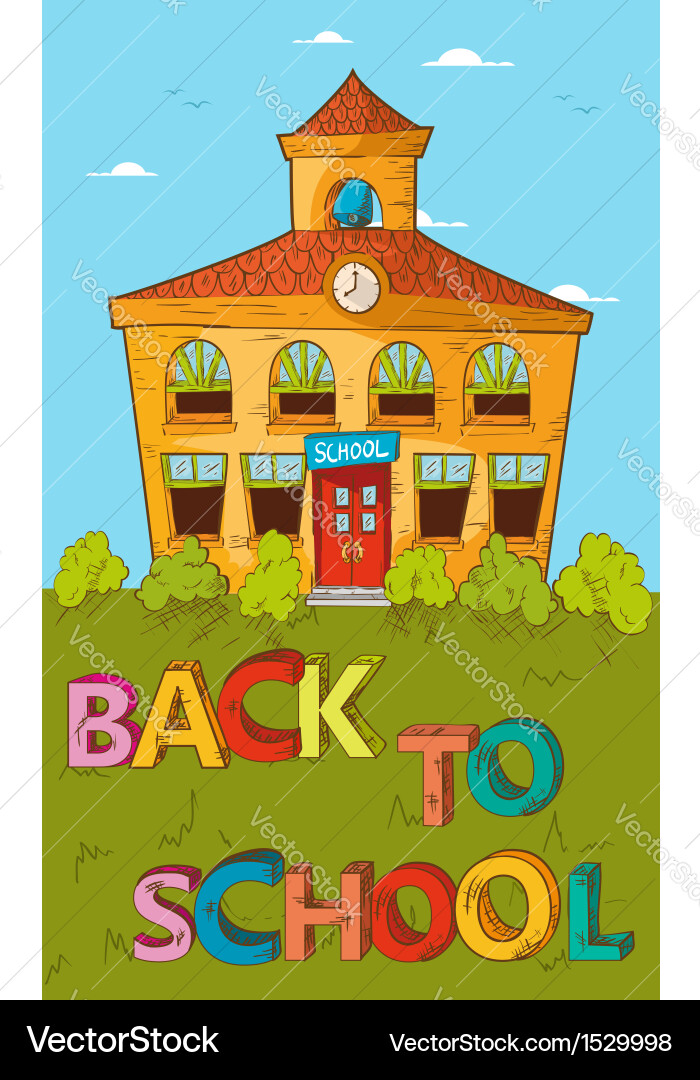 Colorful School Building - Back to School Vector Image