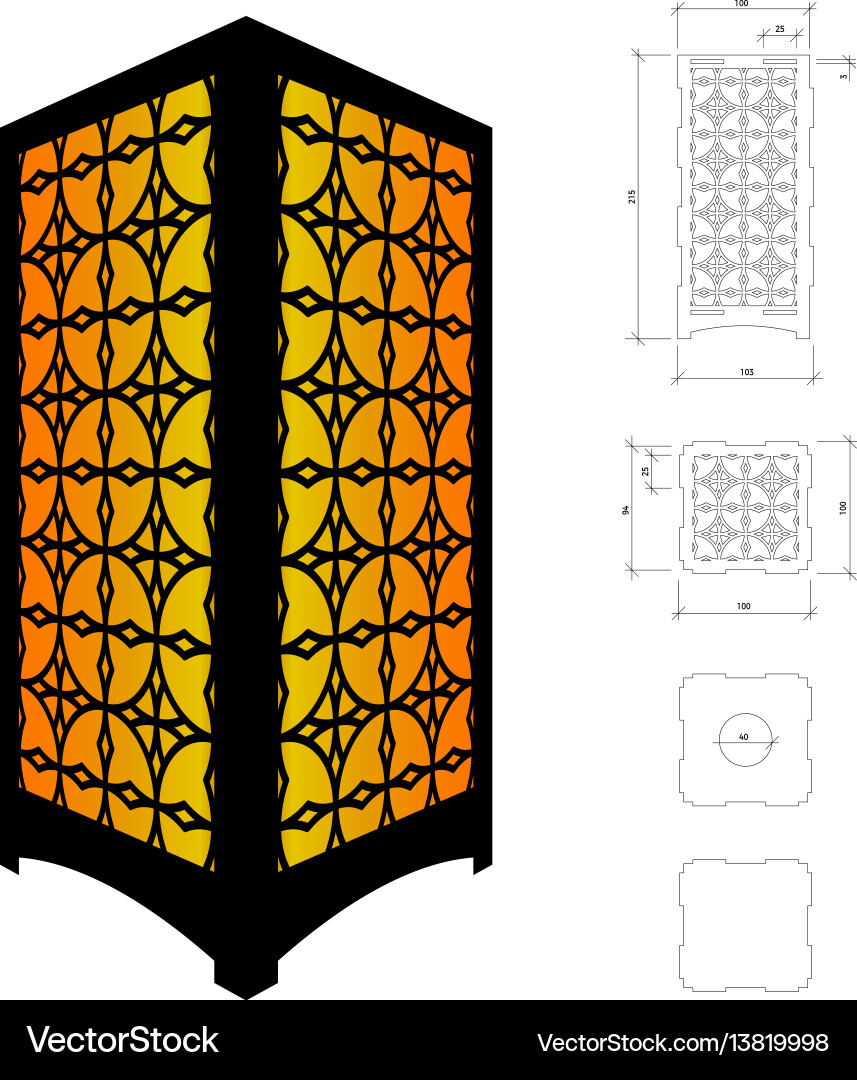 Cut out template for lamp Royalty Free Vector Image