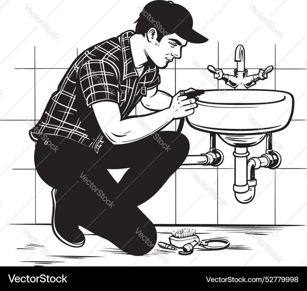 Drip doctor plumbing worker repairs logo design Vector Image
