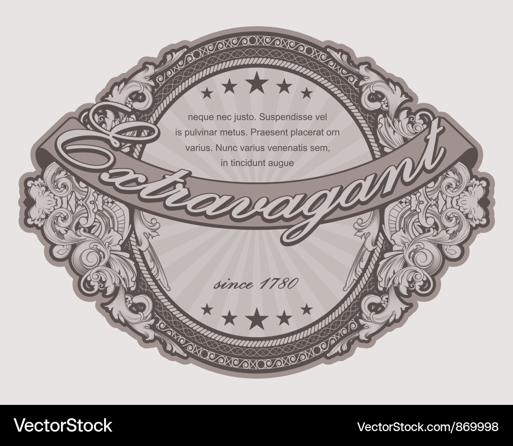 Elegant vintage label with floral Royalty Free Vector Image