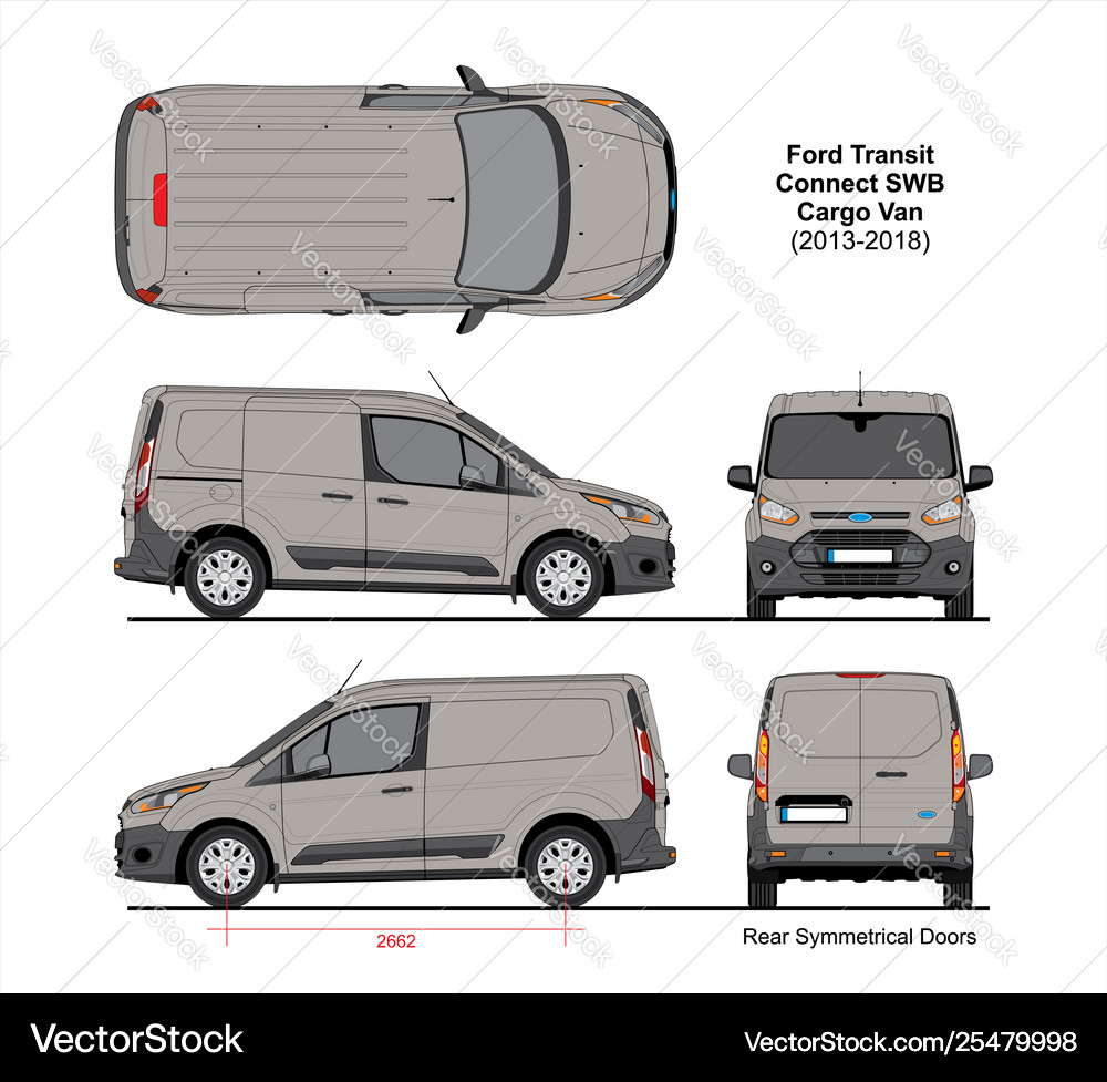 Ford transit connect swb cargo 5 doors 2013-2018 Vector Image