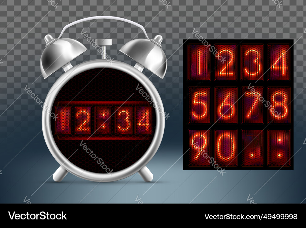 Glowing Nixie Tube Alarm Clock Royalty Free Vector Image