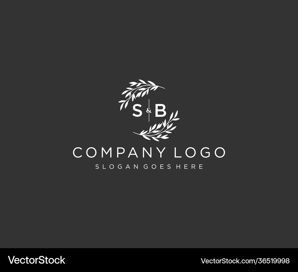 Initial sb letters floral frames monogram wedding Vector Image