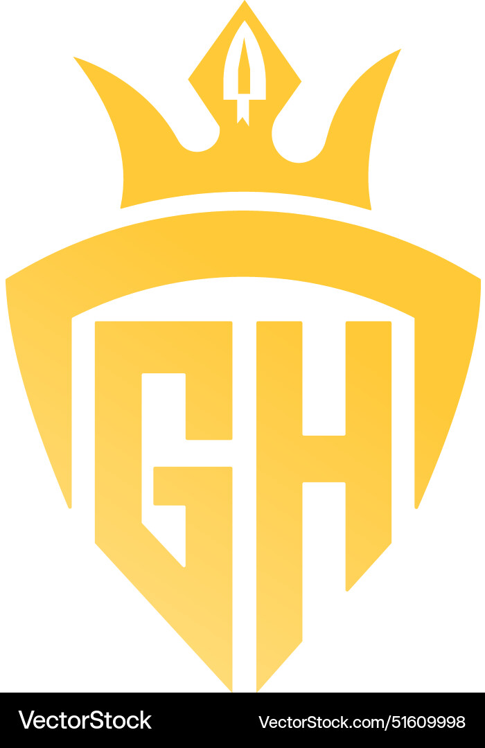 Luxury gh logo design hg crown Royalty Free Vector Image