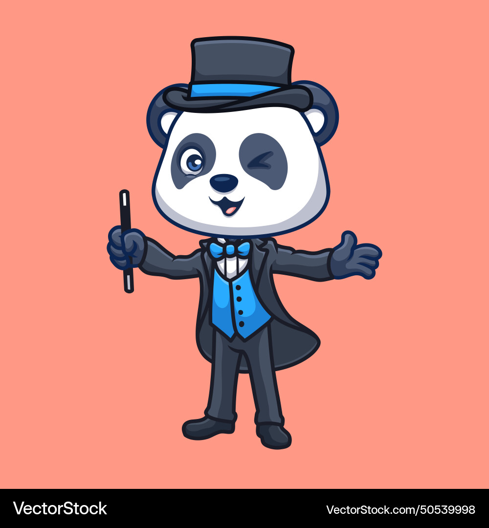 Magician panda cute cartoon Royalty Free Vector Image