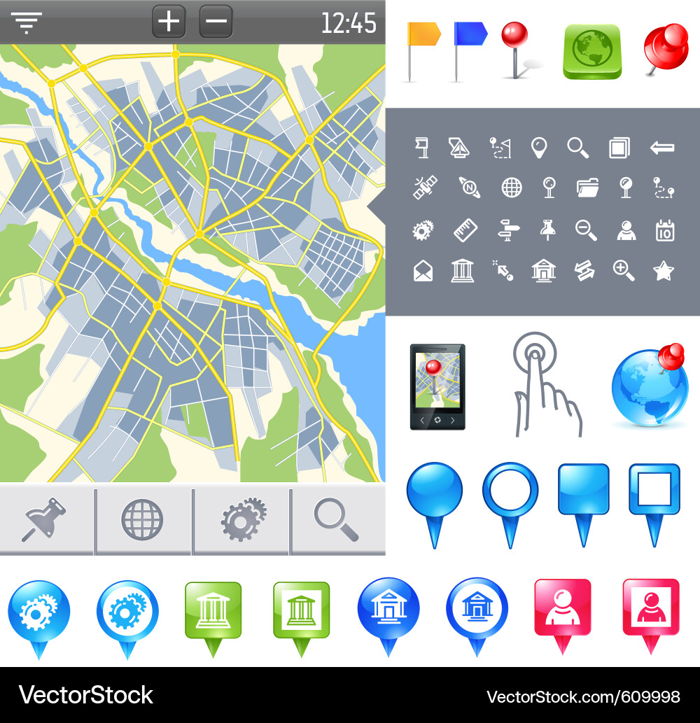 Map-icon-gps Royalty Free Vector Image - VectorStock