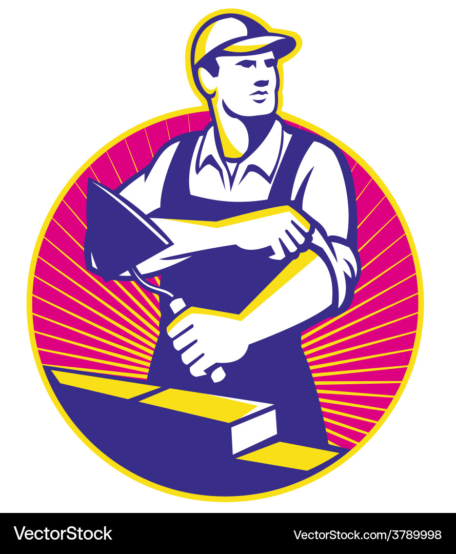 Mason masonry construction worker trowel Vector Image