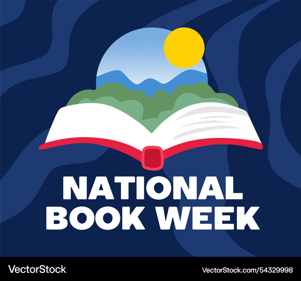 National book week with an open Royalty Free Vector Image