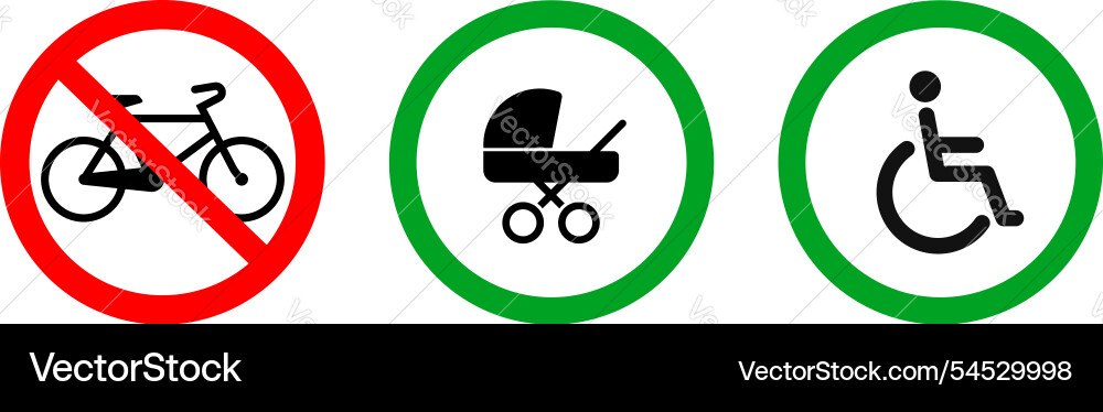 Pram wheelchair access allowed no cycling Vector Image
