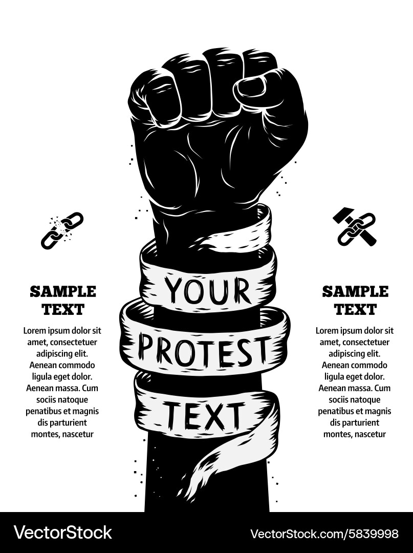 Raised fist held in protest Royalty Free Vector Image