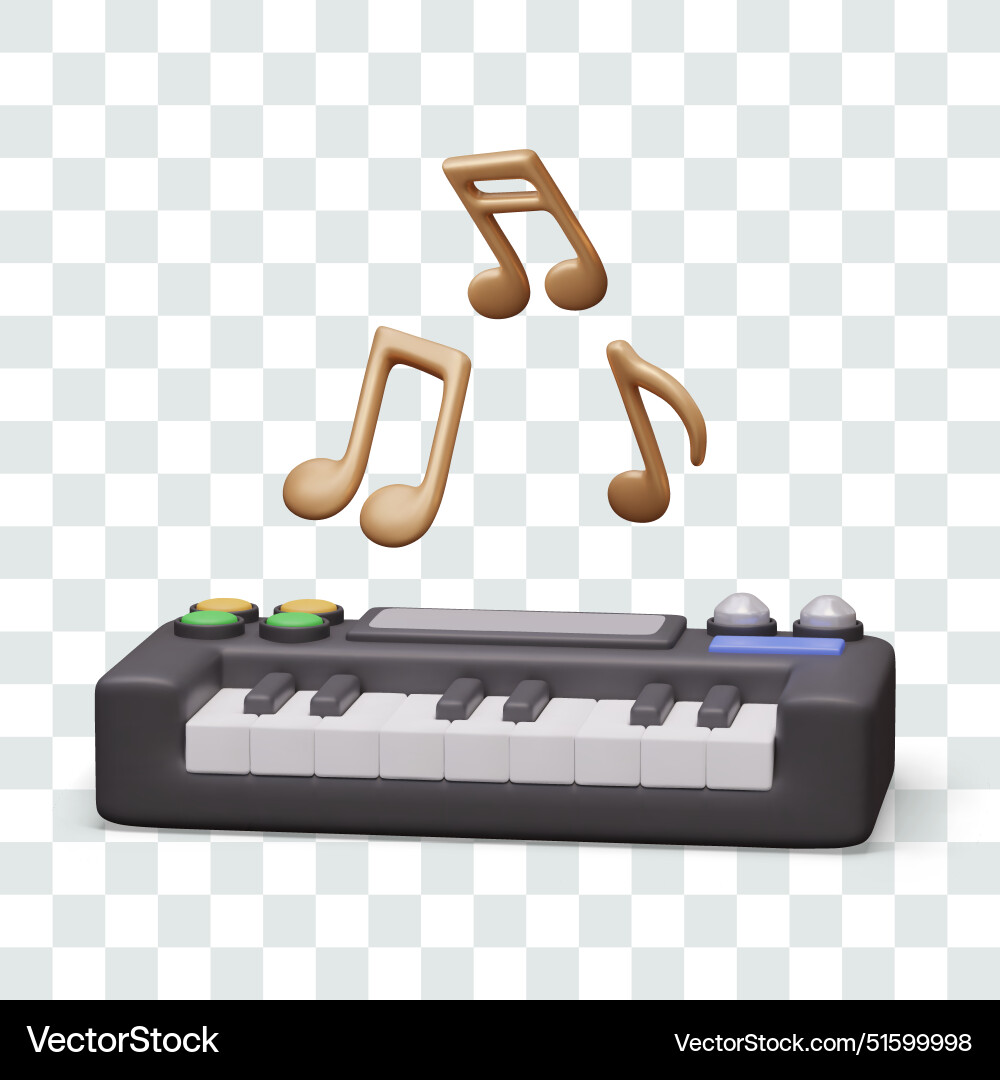 Realistic synthesizer floating notes Royalty Free Vector