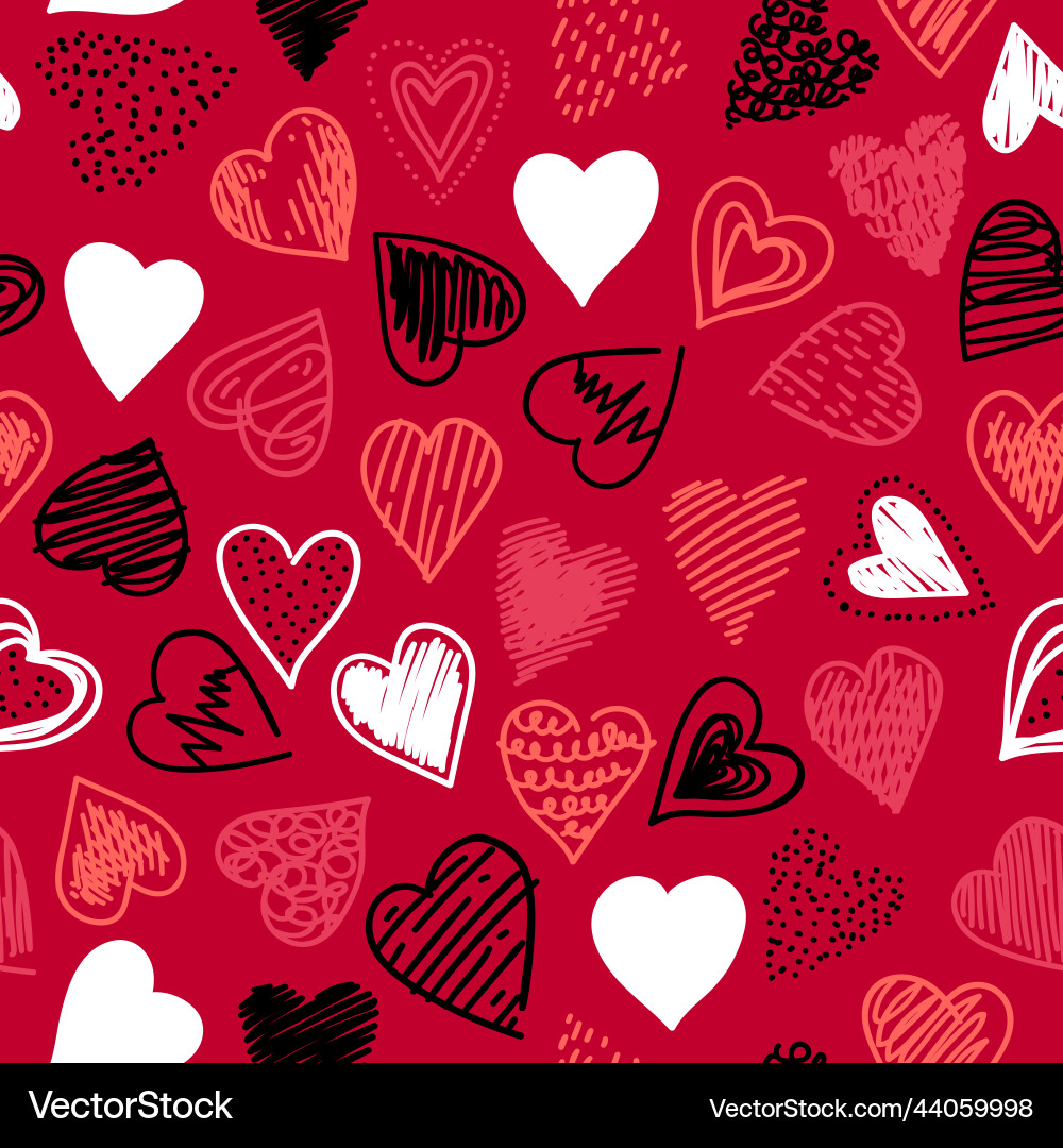 Seamless pattern with valentine hearts sketch Vector Image