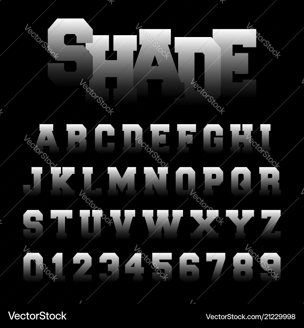 Shade alphabet font template Royalty Free Vector Image