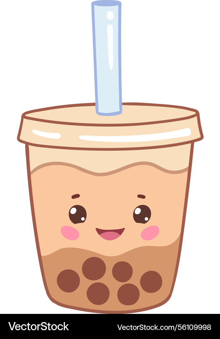 Smiling brown boba drink Royalty Free Vector Image