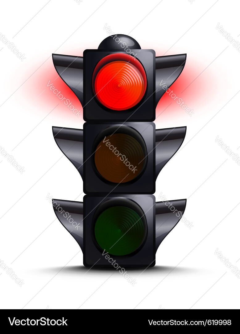 Traffic light on red Royalty Free Vector Image